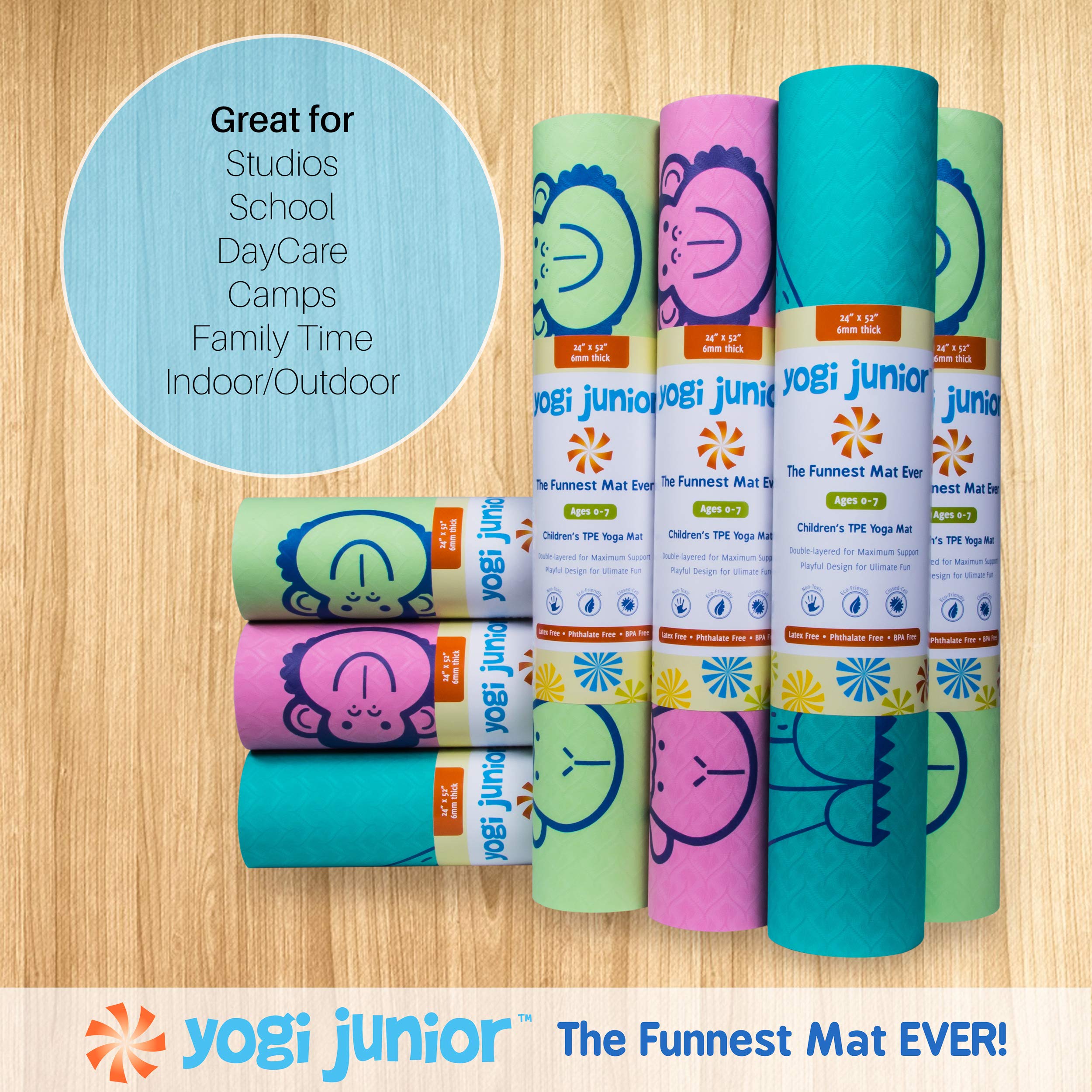 Kids Yoga Mat by Yogi Junior | Extra Thick TPE | Babies, Toddlers and Big Kids