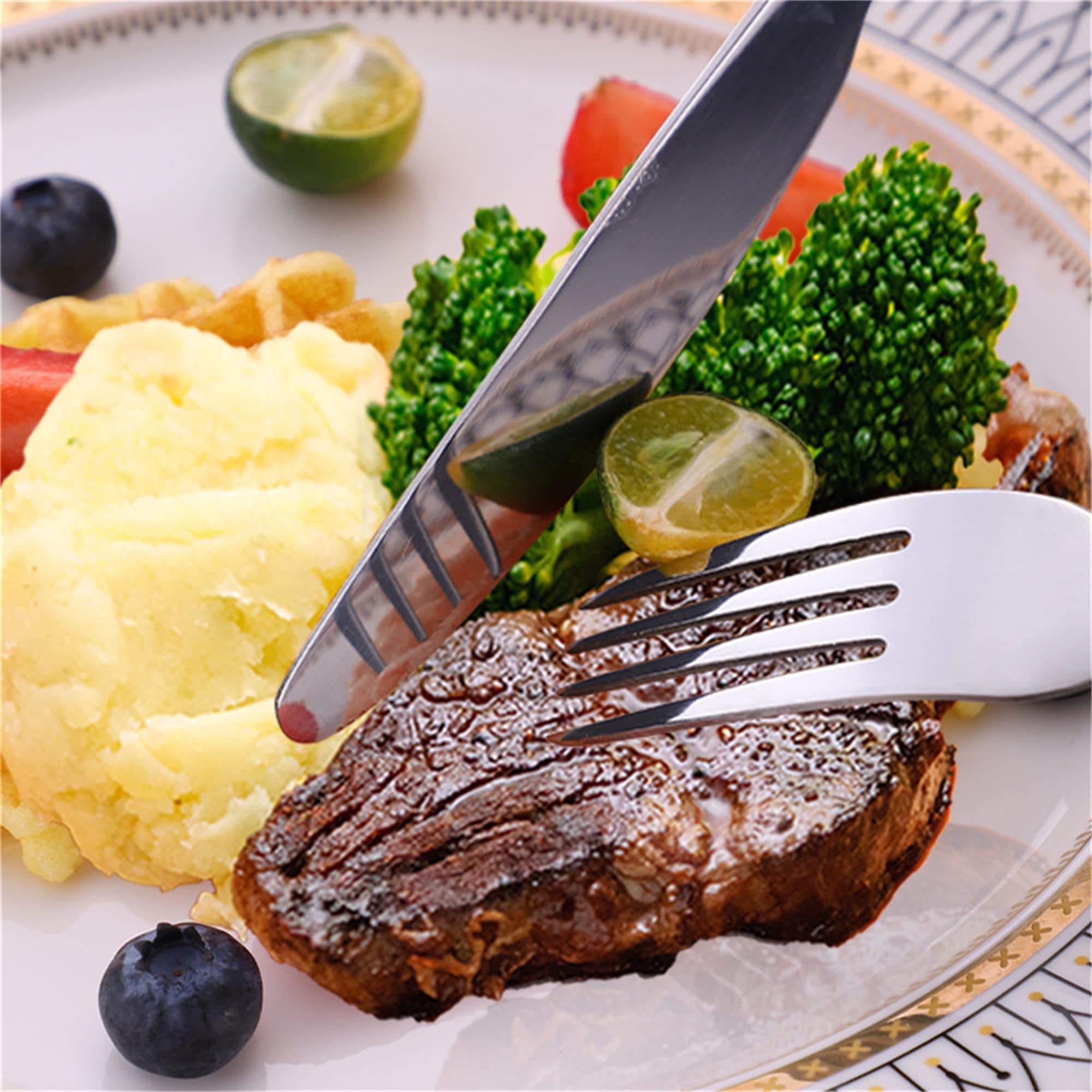 OBTIAN Stainless Steel Customized Flatware Set,Engraving Name Knife Forks Spoon,Personalized names will be engraved on your tableware, Customized Birthday Christmas Gift Silver
