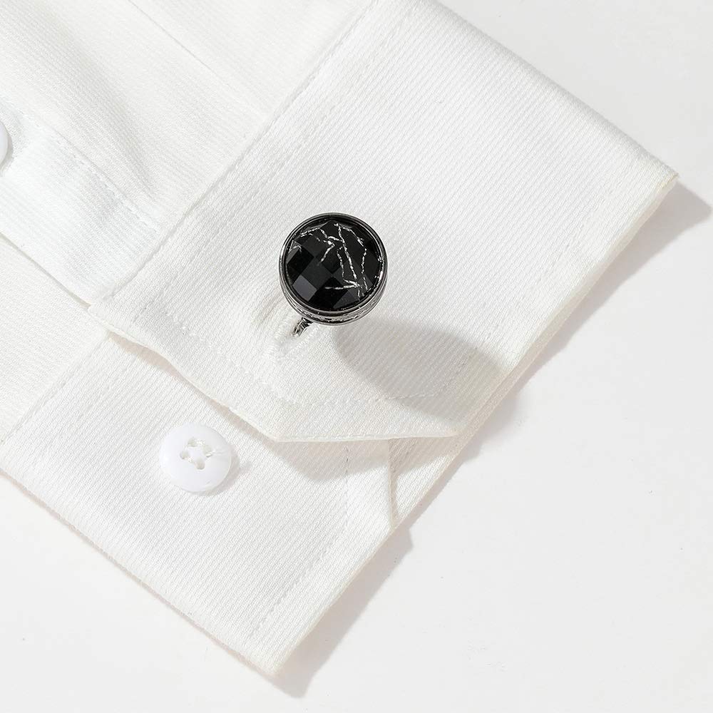 Shirt Men's Cufflinks Available Round Marble Pattern Cuff Links Business Mens Jewelry Gifts (Color : B) (A b)