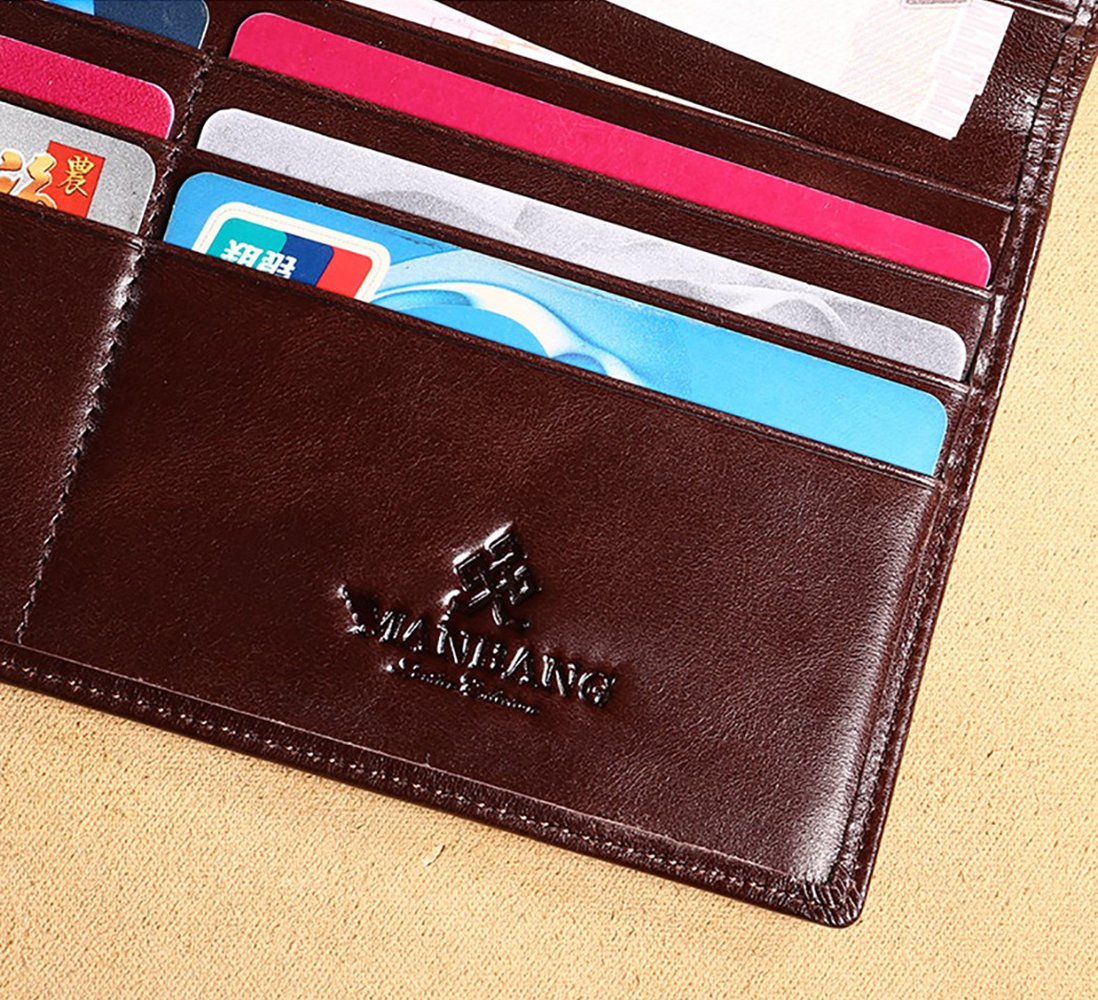 MANBANG Genuine Italian Leather Handbag Organizer Card Case Long Bifold Wallet
