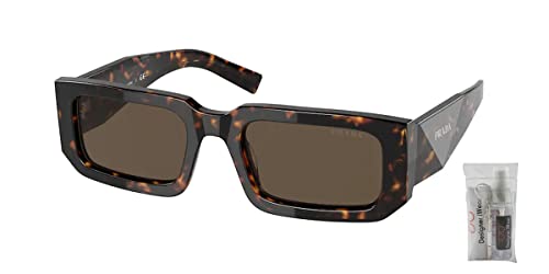 Prada PR06YS 2AU8C1 53MM Tortoise/Dark Brown Rectangular Sunglasses for Men + BUNDLE with Designer iWear Eyewear Kit