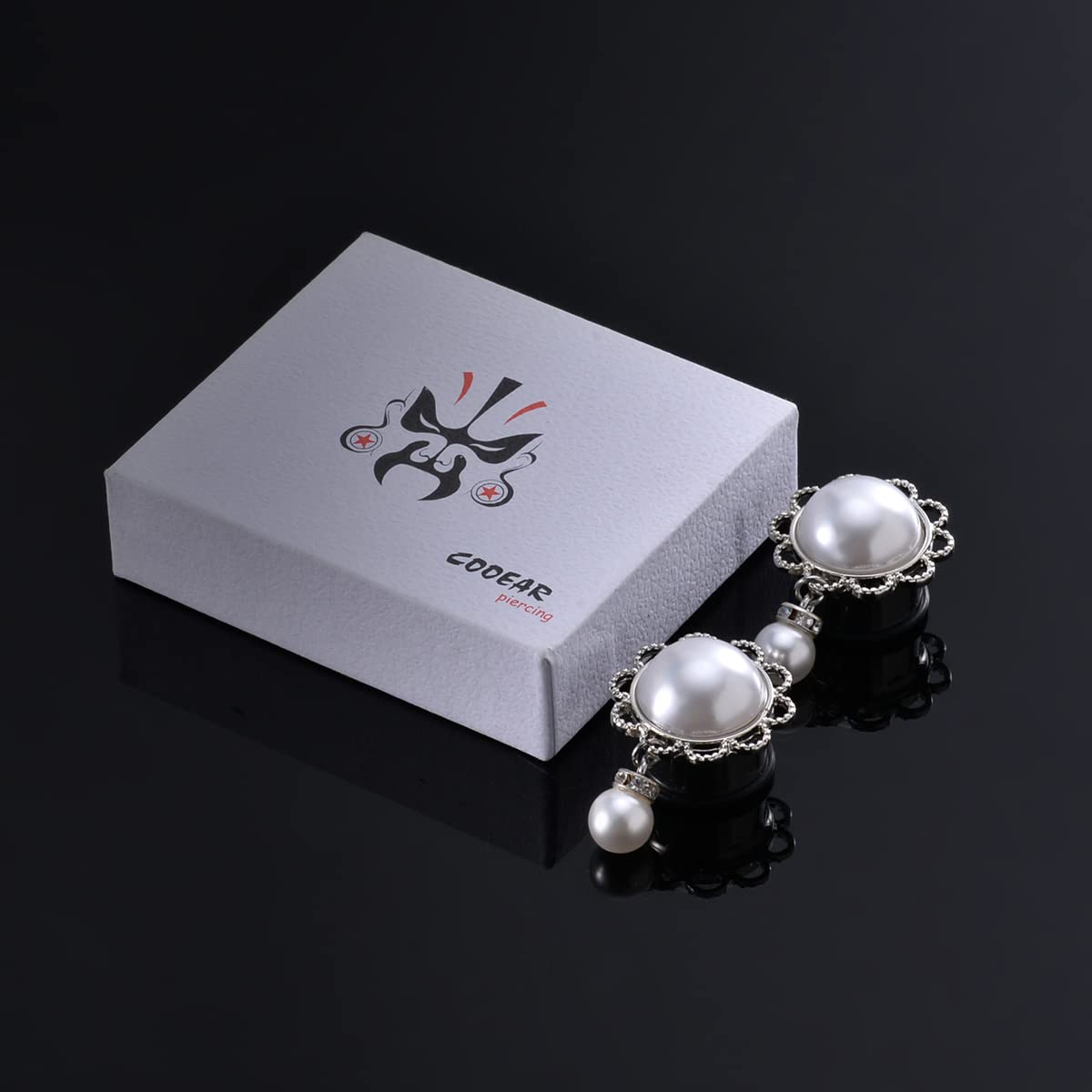 KUBOOZ Pearl Pendant Ear Piercing Jewelry Stainless Steel Tunnels and Plugs Ear Expander Reamer Guages 00g