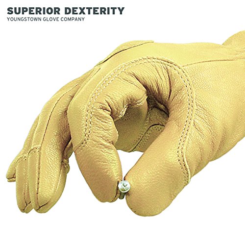 Youngstown Glove Ground Double Layered Leather Work Gloves For Men - Arc Rated, Puncture Resistant - Tan, Medium