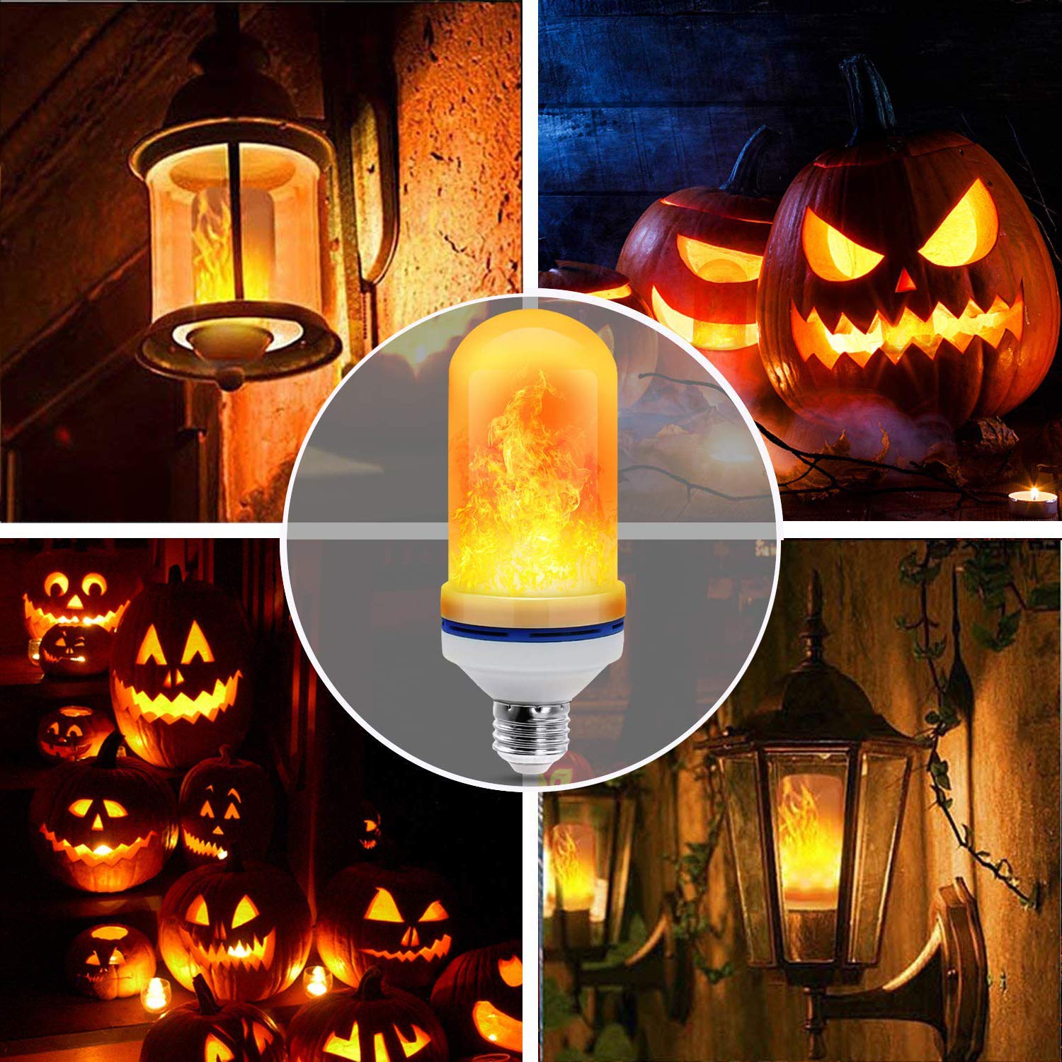 LED Flame Bulb, LED Flame Effect Light Bulb, E26 Standard Base, Atmosphere Decoration Fire Flickering Simulation 108pcs 2835 LED Beads -Flame Bulb for Home Decoration (2 Pack)