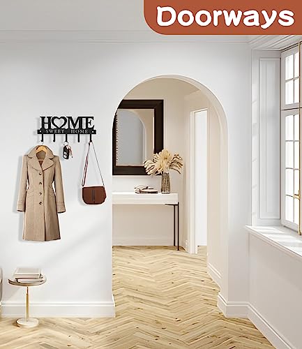 WIPHANY Sweet Home Key Holder Wall Mounted Black Metal Decorative Keys Holder Home Design Organizer for Key Rack for Entryway Hooks Home Hangers
