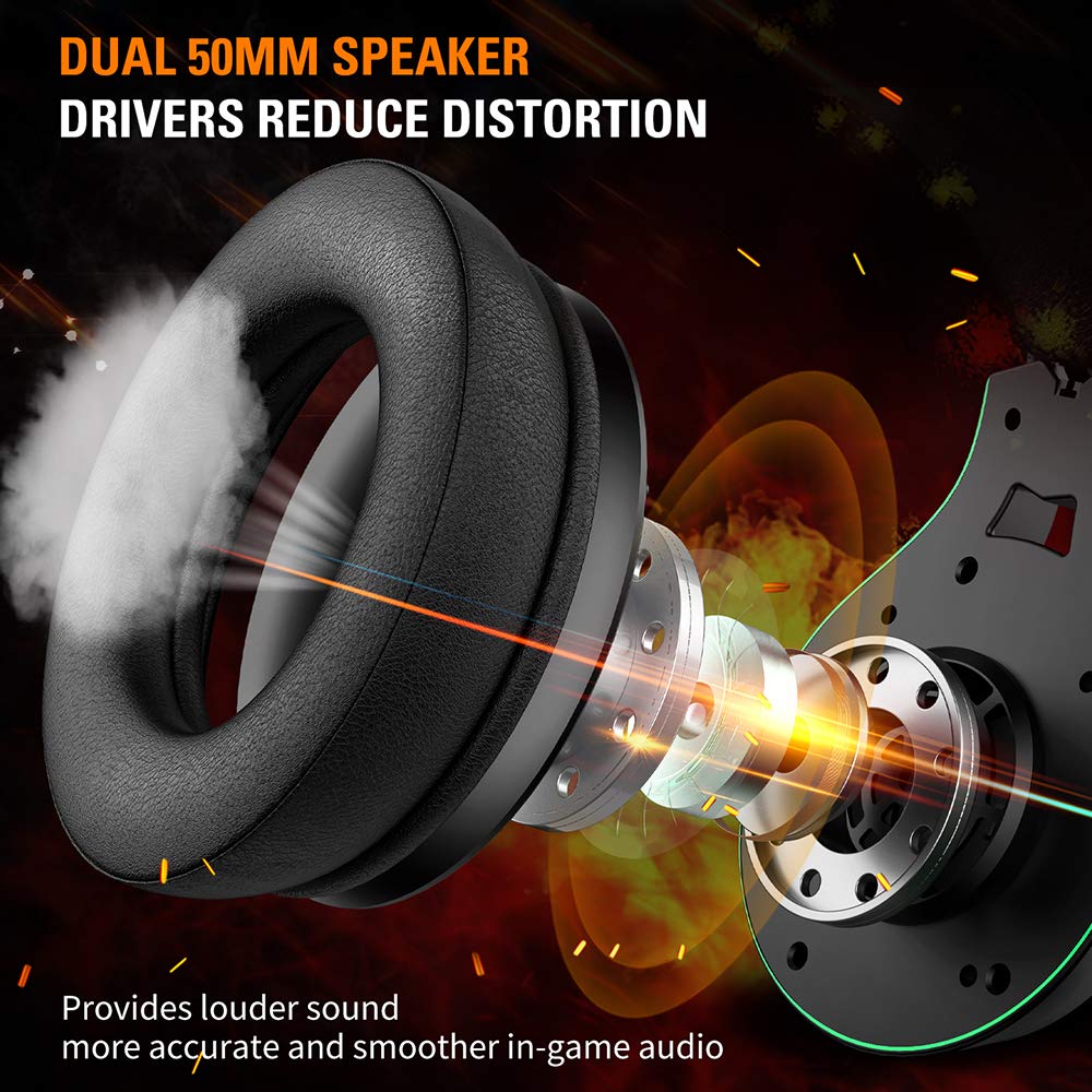 Kikc V3 headsets PS4 Stereo Xbox one Headset Wired PC Gaming Headphones with Noise Canceling Mic, Over Ear Gaming Headphones for PS4/PS5/Xbox one/PC/MAC