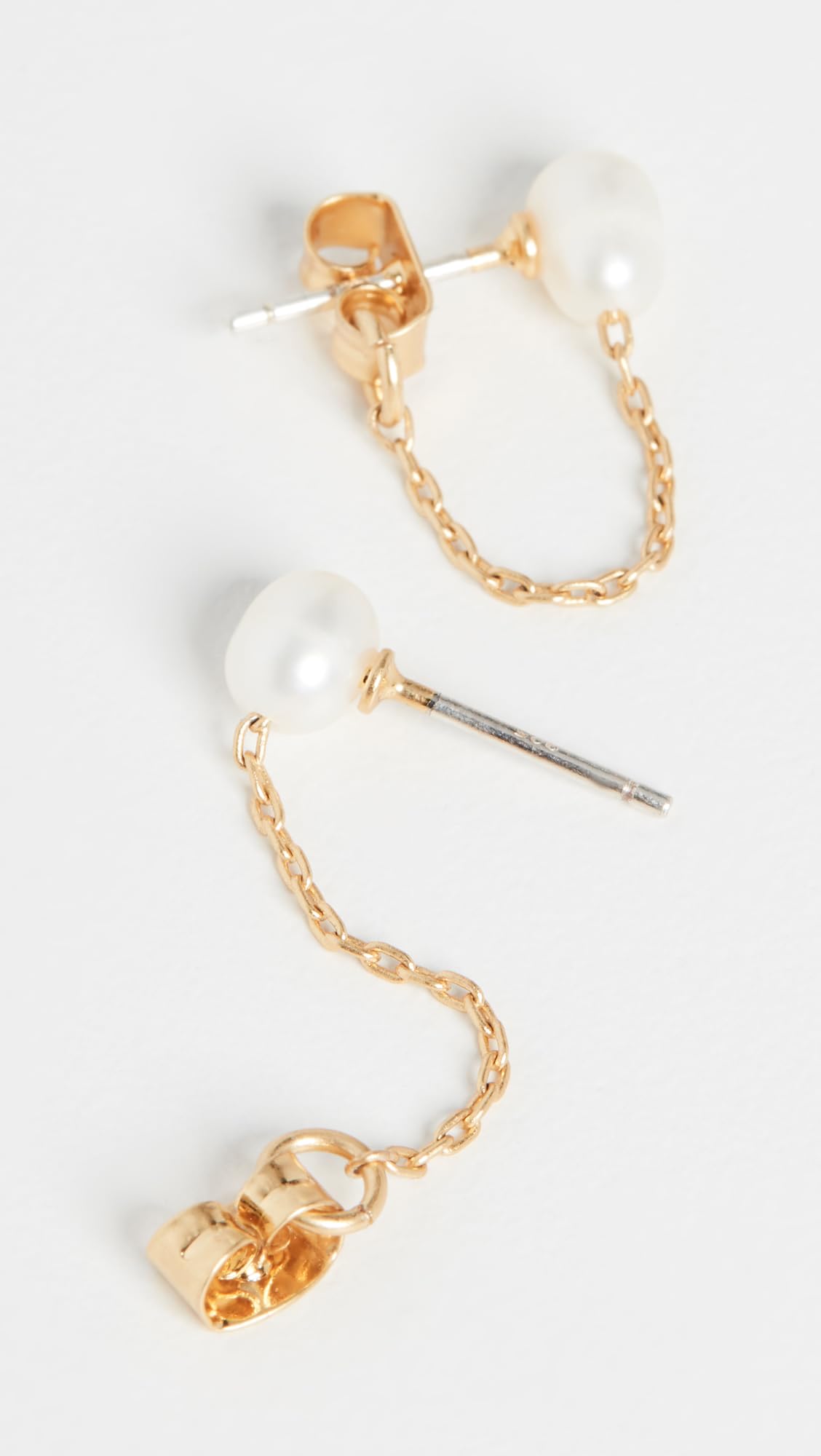 Madewell Freshwater Pearl Chain Stud Earrings Vintage Gold One Size