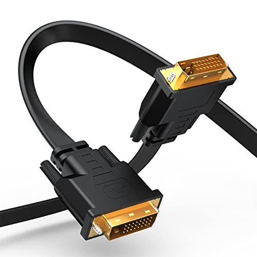 SROMGEE DVI Cable 6Ft, DVI to DVI Flat Design Dual Link Cable Male to Male Computer Monitor Cord, DVI-D Connector PC TV Laptop Display Video Cable (6FT, Black)âŚ
