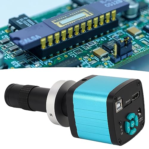 Microscope Camera, Portable Optical Power 130X 0.1X to 2X 100‑240VAC Industrial Microscope Camera for Office (US Plug)