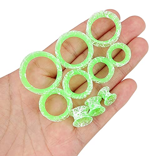 Qmcandy 10 Pairs 2g-1" Colorful Silicone Ear Tunnels Stretching Kit Flexible Soft Piercing Gauges for Ears, Green