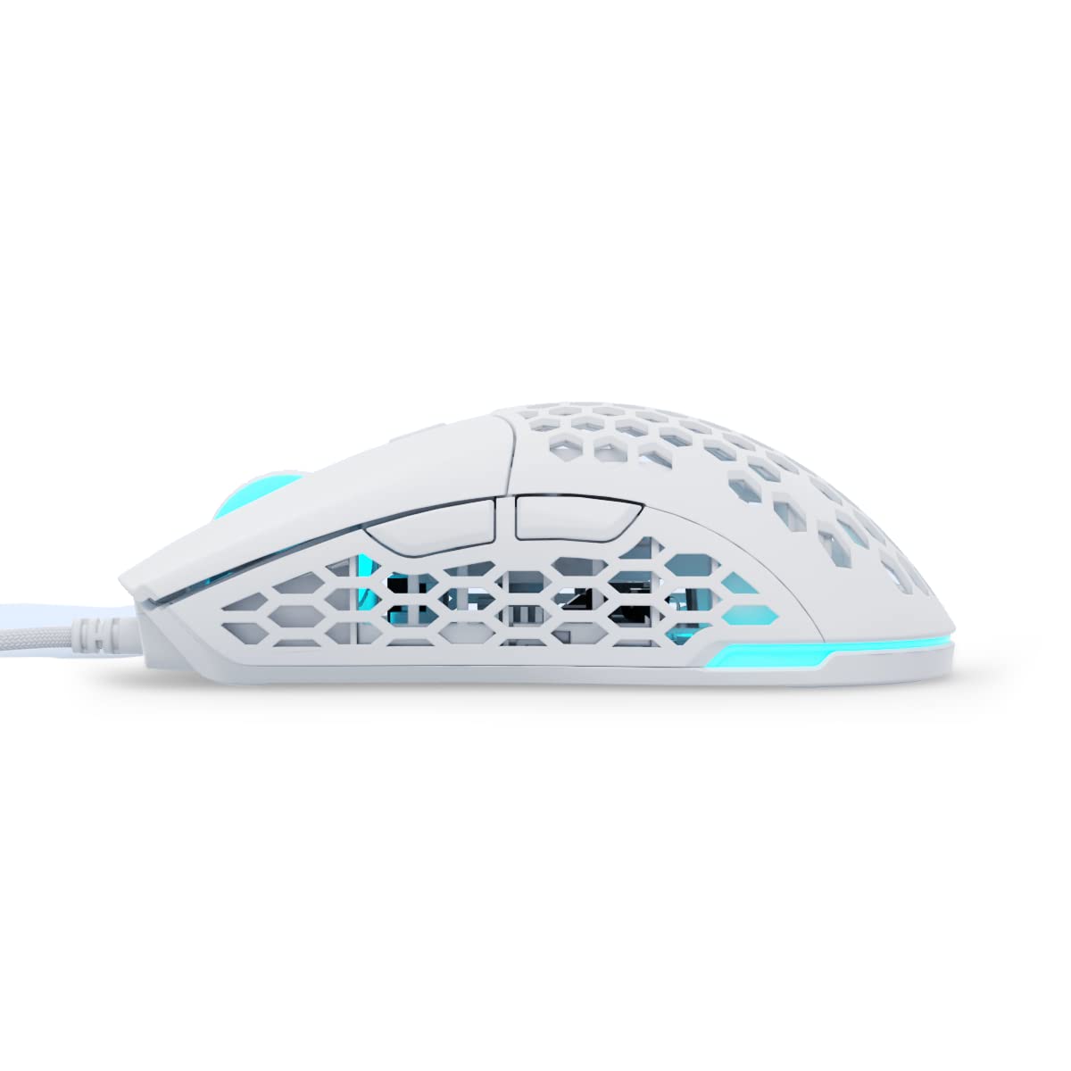 PWNAGE Ultra Custom Symm 2 RGB Mouse Professional PMW3389 Optical Sensor 16,000 DPI - Flexible Paracord Cable - 100% PTFE Skates (Honeycomb Sides, Wired, White)