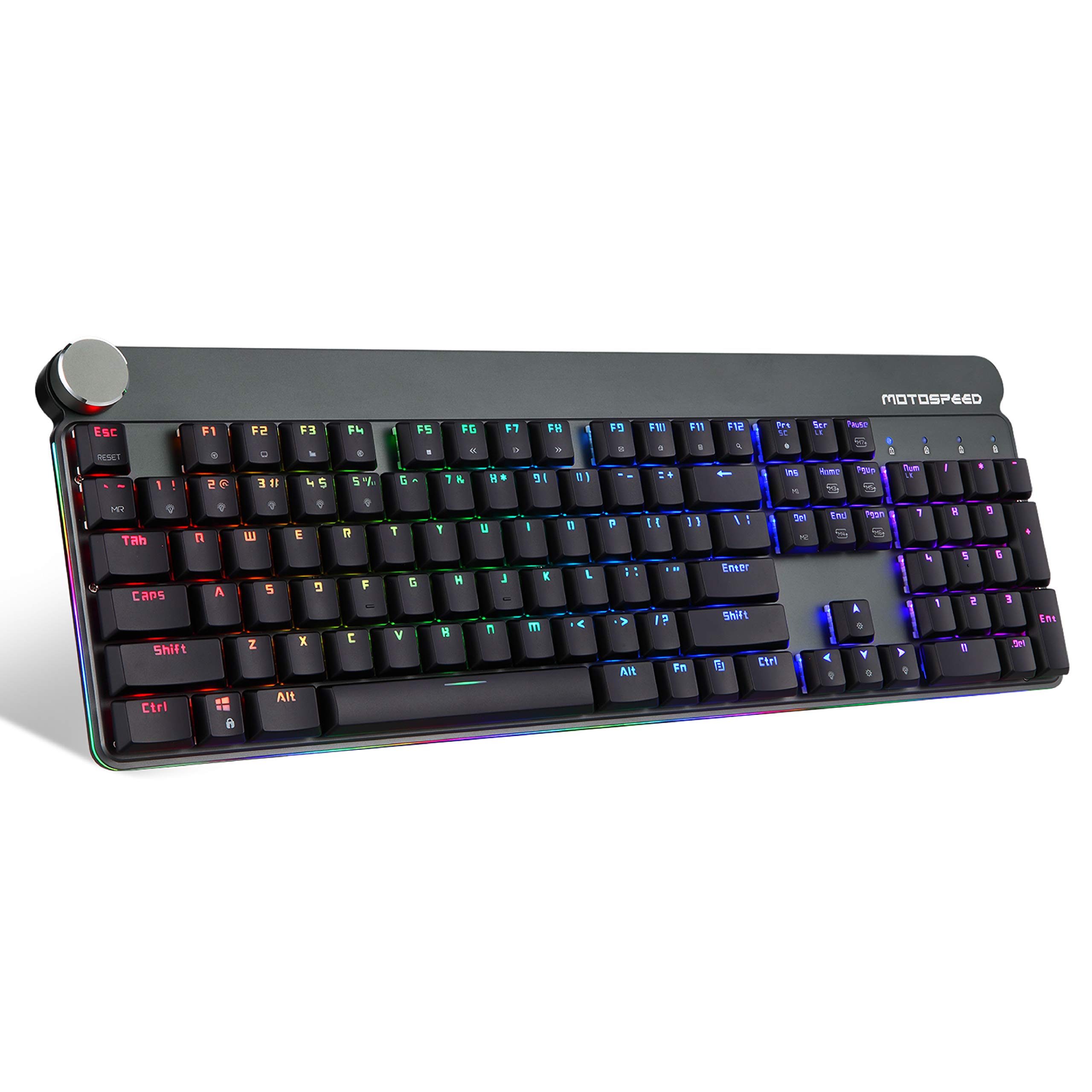 MOTOSPEED 2.4GHz Wireless/USB Wired Mechanical Gaming Keyboard Compact 104 Key RGB LED Backlit + Durable,Ergonomic,Anti-ghosting Mechanical Keyboard for Windows PC Gamers (Blue Switch)