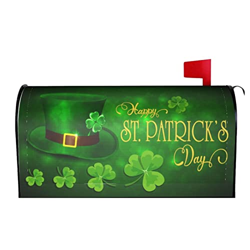 St Patricks Day Mailbox Covers Magnetic 21" X 18" Lucky Shamrocks Clover Mailbox Standard Size Mailbox Wraps Waterproof Post Letter Box Cover Christmas Decorations for Garden Outdoor