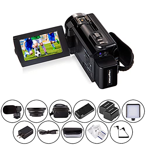 KOT 4K Camcorder Video Camera HD WiFi 3.0 Inch IPS Touch Screen 48MP 16X Powerful Digital Zoom Camera with Microphone and Wide Angle Lens IR Night Vision Vlogging Video Camera Recorder Handy cam
