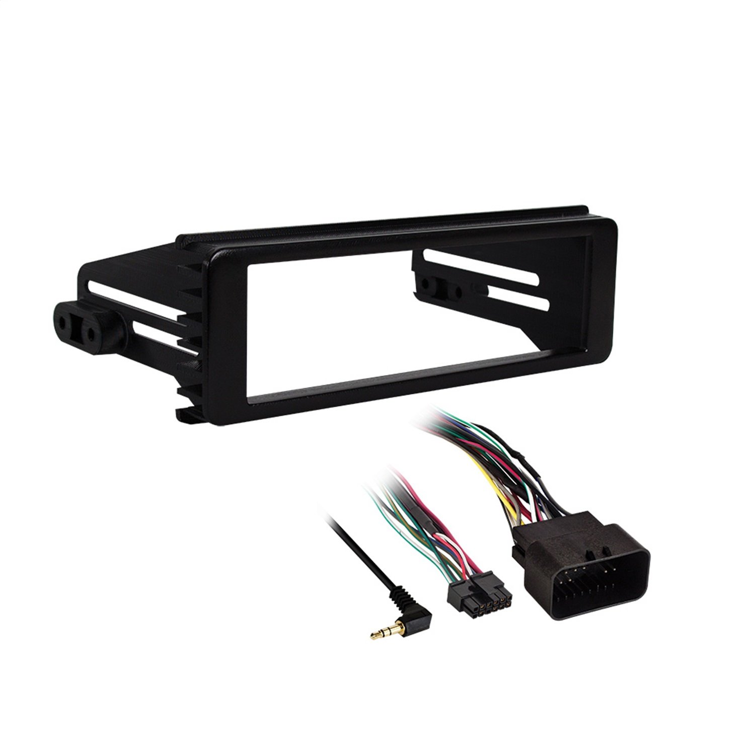 Pyle Bluetooth Marine Receiver Stereo - 12v Single DIN Style Boat in Dash Radio Receiver System & Metra 99-9600 Stereo Installation Kit for Select 1998-2013 Harley Davidson Motorcycles (Black)