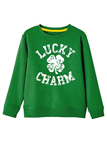 Remimi St Patrick's Day Girls Sweatshirt Boys Green Irish Clover Shirts Long Sleeve Casual Spring Lucky Charm Pullover Tops 11-12 Years