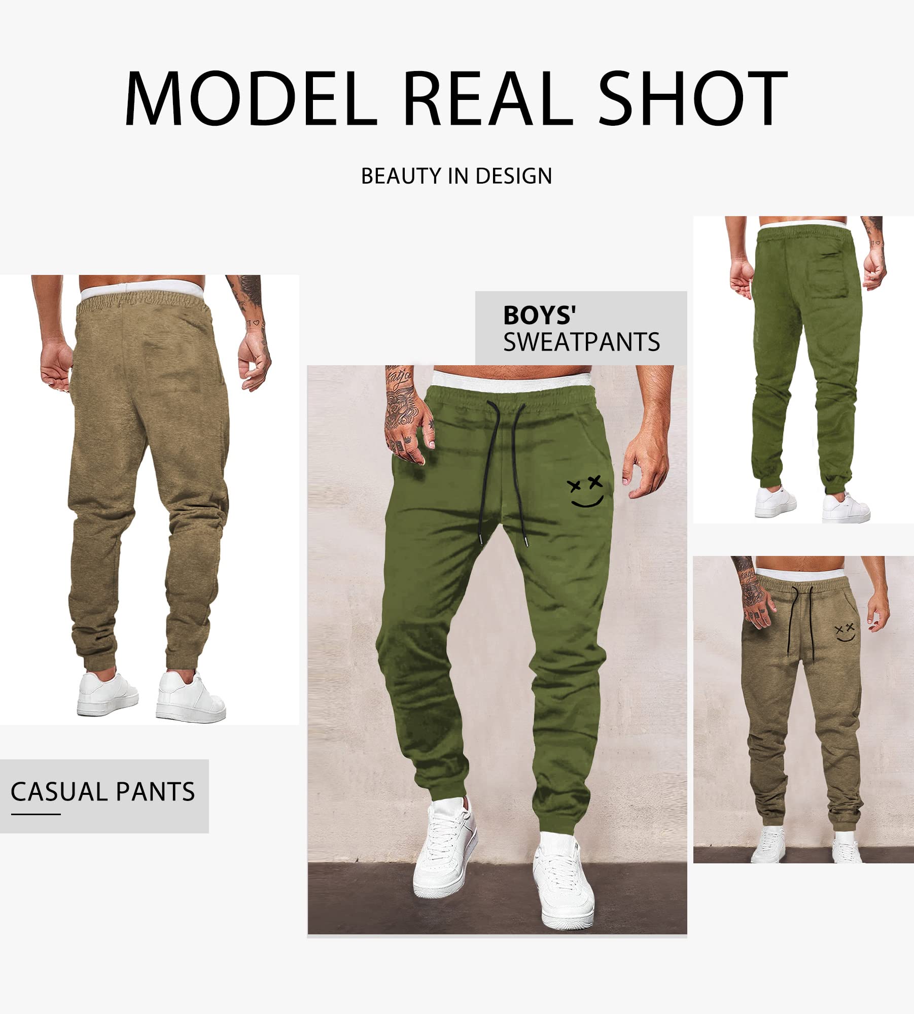 Renaowin Mens Sweatpants Causal Fit Tapered Track Pants with Pockets Athletic Joggers for Men Workout, Running, Gym Khaki US 38(XL)