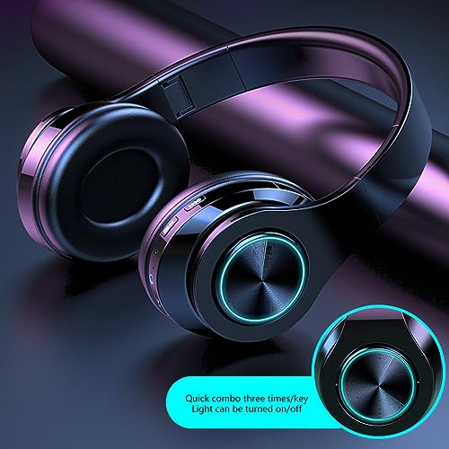 Viadha True Wireless Bluetooth Headphones, Over-Ear HiFi Stereo Noise Cancelling Headphones with Microphone, Foldable Lightweight Headset with Deep Bass for Home Travel Work Cellphone
