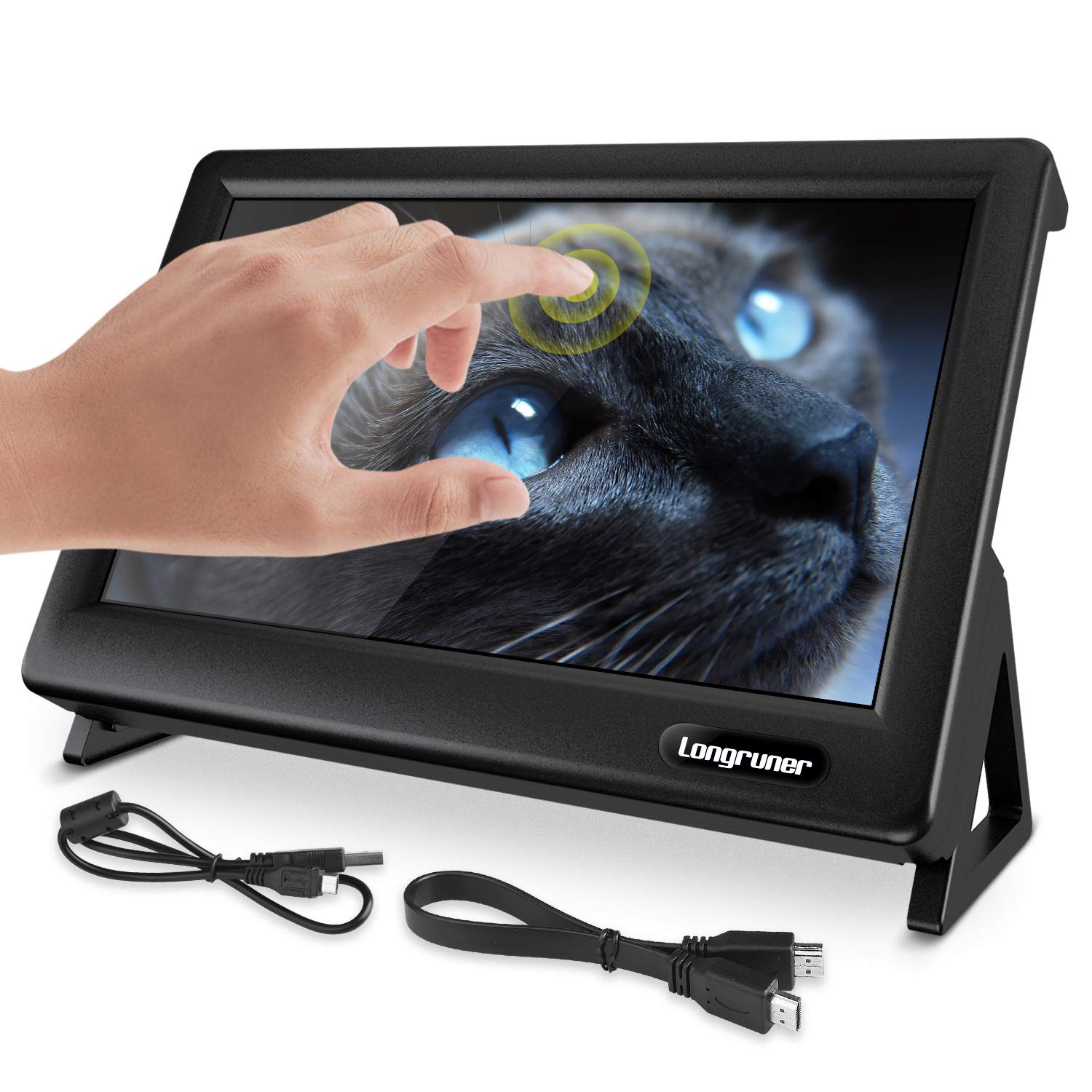 Longruner for Raspberry Pi Touch Screen 7 Inch 1024X600 LCD TFT Display HDMI Monitor with Protective Case for Raspberry Pi 3 2 1 Model B B+ A BB Black PC