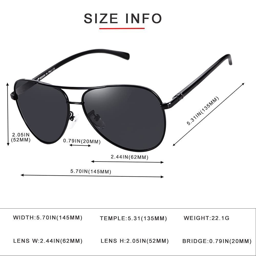 NOSKIN Classic Aviator Al-Mg Lightweight Polarized Sunglasses for Men Women Vintage UV protection Retro Shades With Leather Case