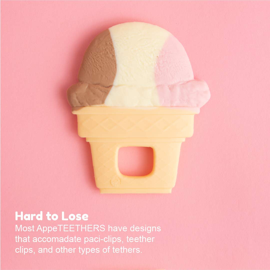 Little Toader Teething Toys - Soft Silicone Desserts Sweets and Candy Shaped BPA Free Teethers (Neapolitan Ice Cream Cone)