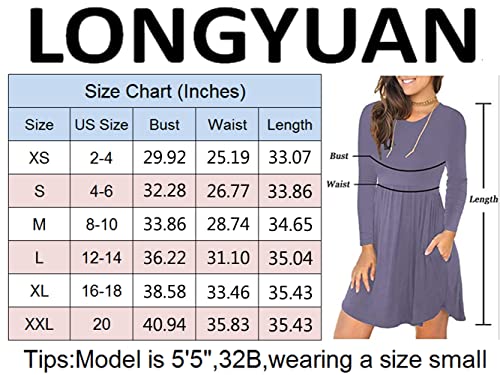 LONGYUAN Womens 2024 Casual Homecoming Winter Dresses Soft Long Sleeve Swing Christmas Dress Large, Wine Red