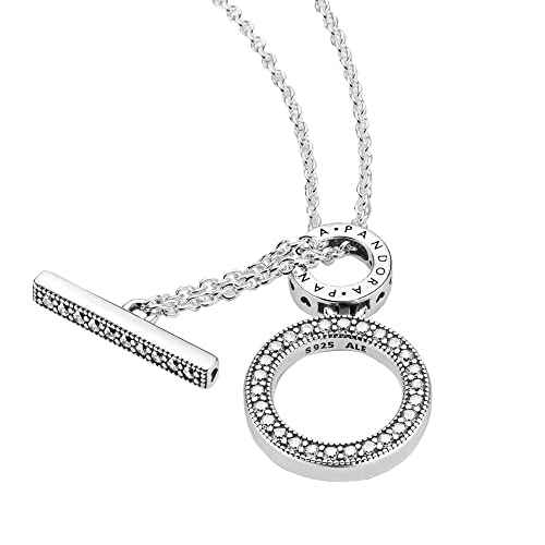PANDORA Double Hoop T-bar, Clear CZ