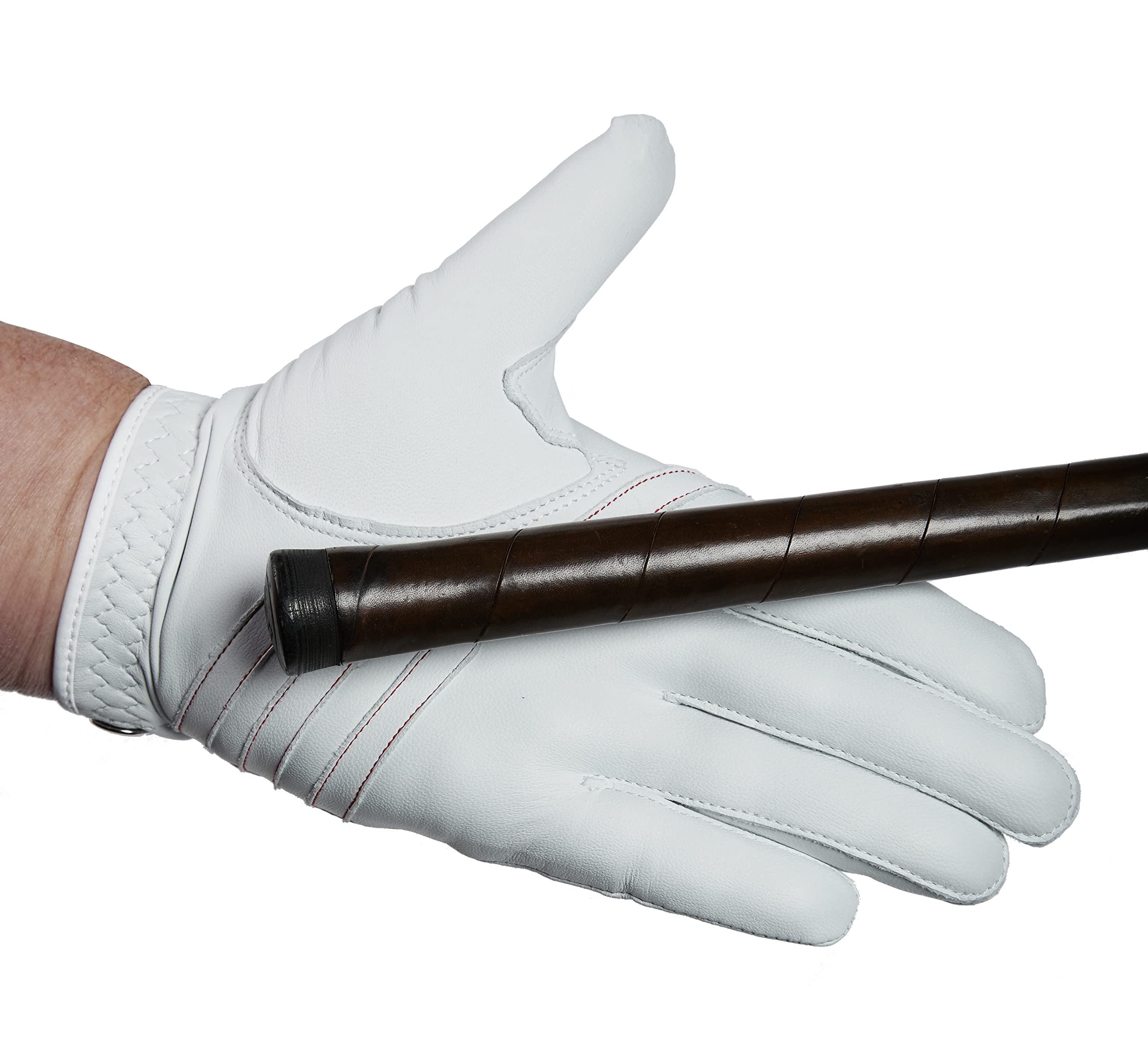 Nice Shot Trident Golf Glove with Power Grip Strips in Premium White Cabretta Leather Men's Left Hand - XLarge