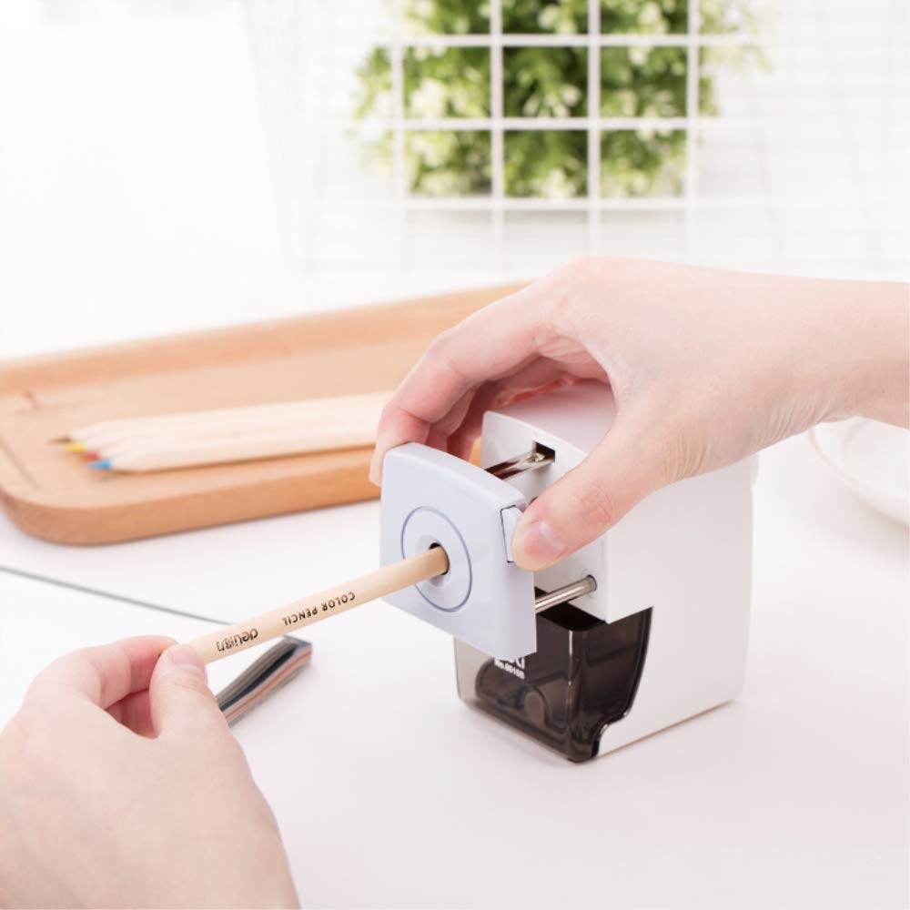 Manual Pencil Sharpener, Eesteros Hand Crank Pencil Sharpener Heavy Duty for School Classroom, Office, Home(White)