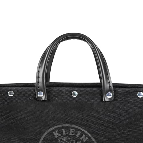 Klein Tools 510218SPBLK Tool Bag, Large 18-Inch Deluxe Canvas Tool Bag and Organizer with 13 Pockets and Shoulder Strap, Black