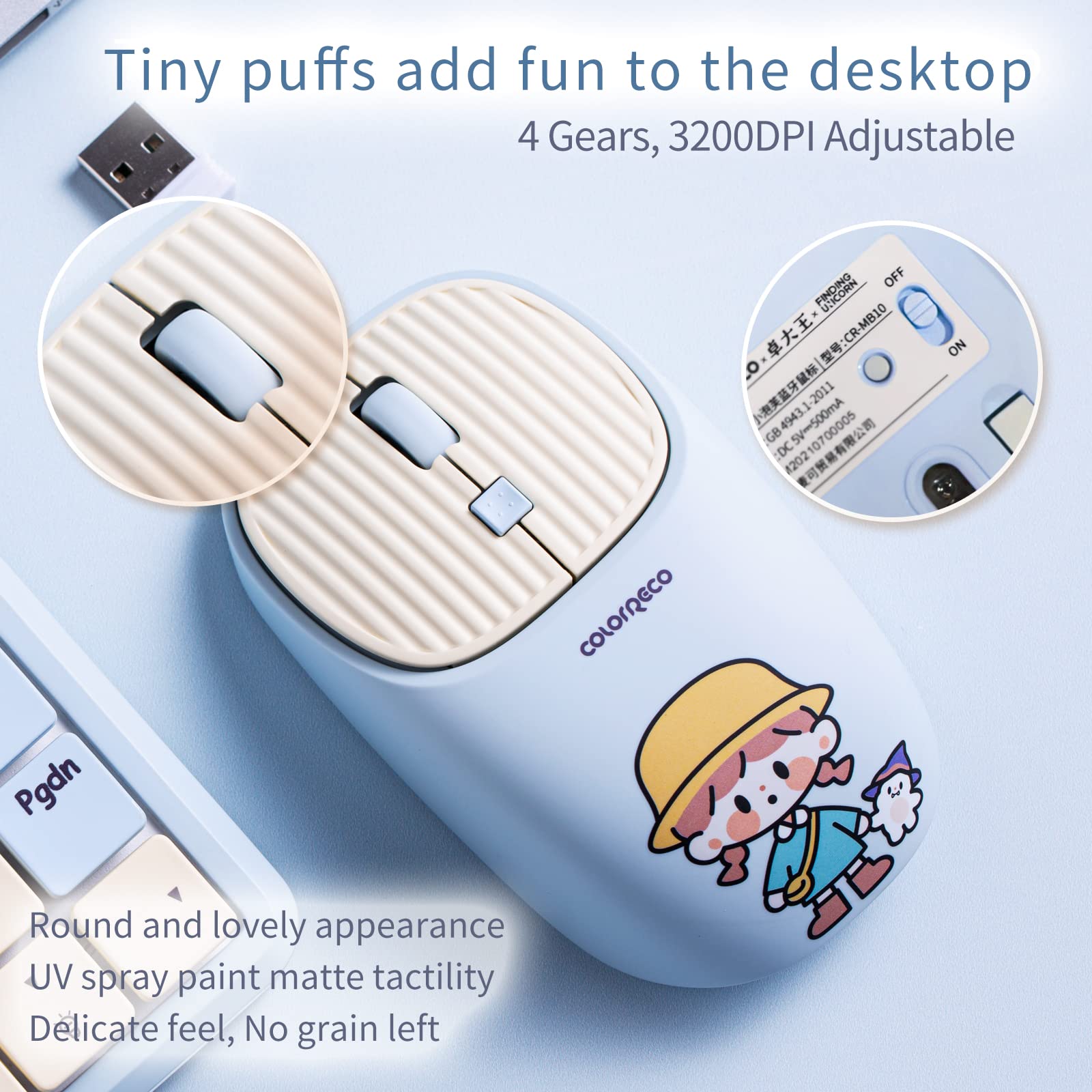 Ultra-Thin Wireless Keyboard and Mouse Combo, Compact 60% Mechanical Gaming Keyboard, Keyboard Palm Rest & Large Mouse Pad, 4 Level White Backlit Keyboard for Windows Mac Android iOS (Blue)