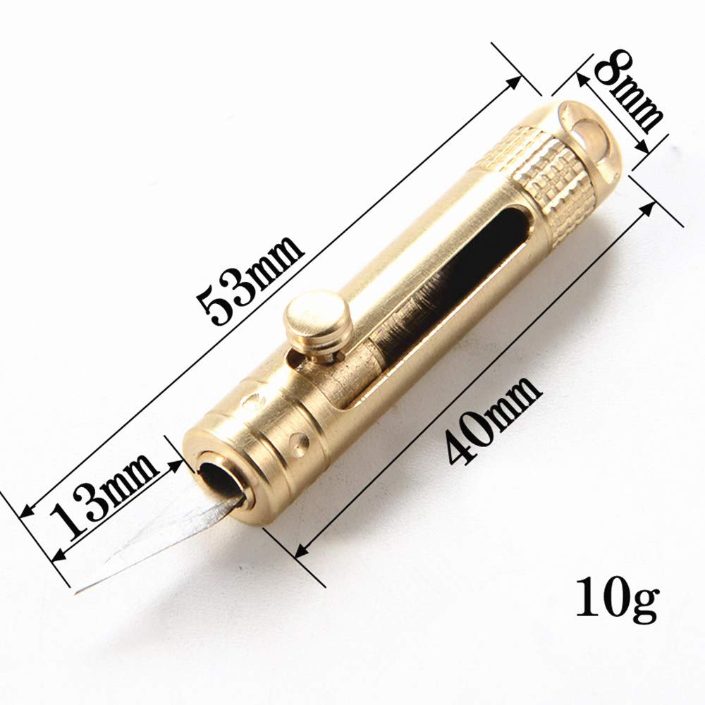SZHOWORLD Brass Mini Retractable Utility Knife/Mini Box Cutter Small EDC Pocket Portable Knife, Ultra Compact and Lightweight