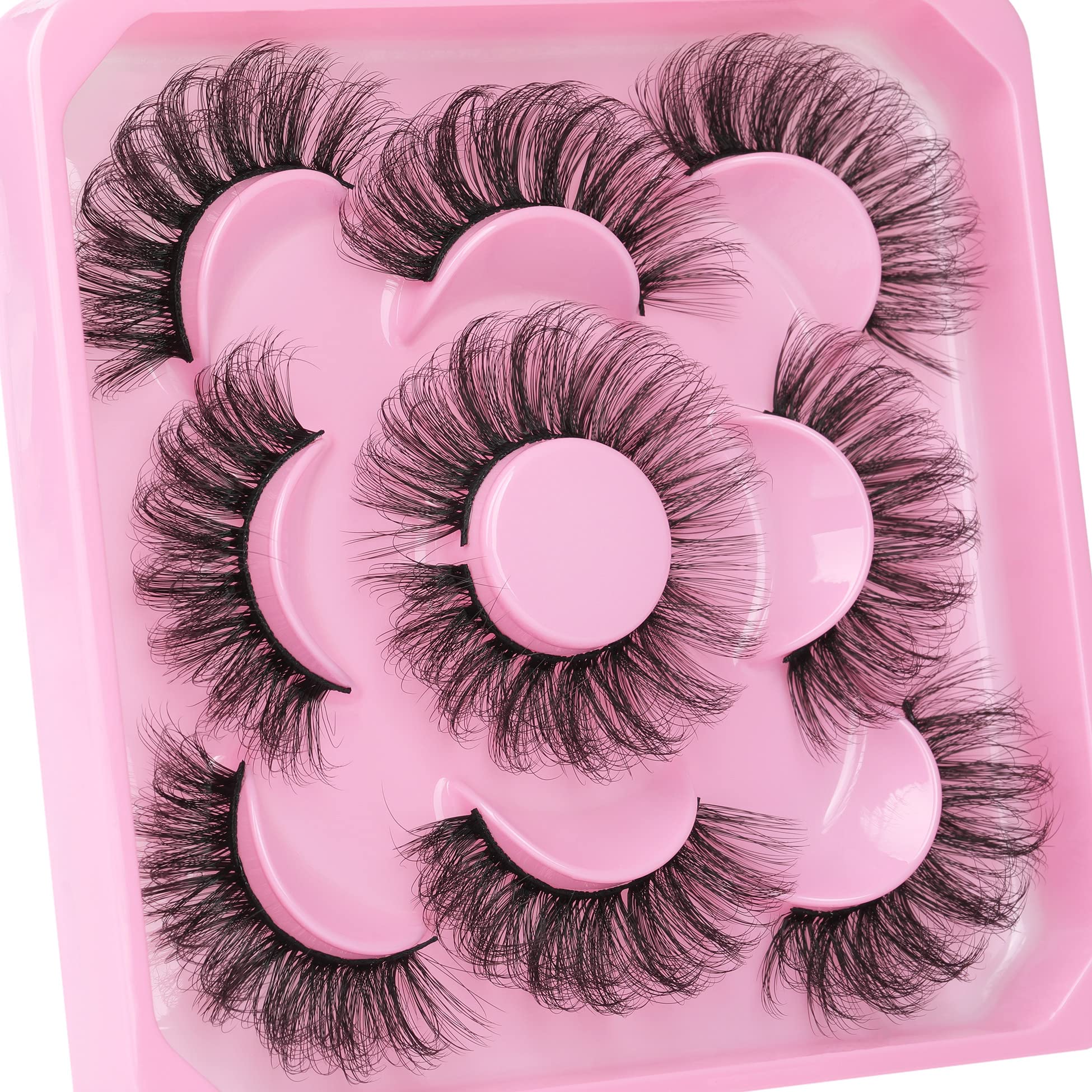 wiwoseo Lashes Mink Fluffy Dramatic False Eyelashes D Curly Faux Mink Lashes Look Like Extension 3D Effect Natural Volume Crossing Fake Eyelashes