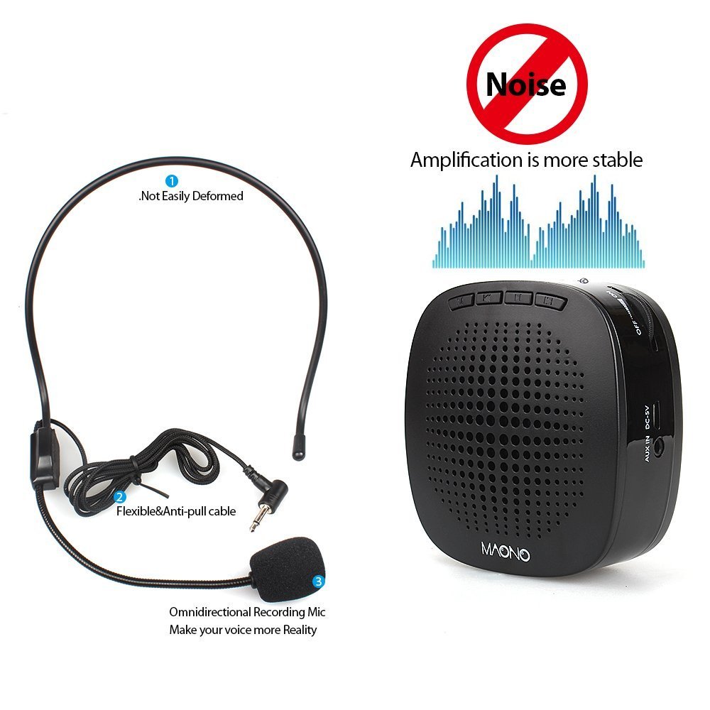 MAONO Voice Amplifier, Rechargeable Portable Mini Personal Speaker with Microphone Headset for Teachers, Coaches, Tour Guides, Market, Classroom, Meetings, Outdoors, C03