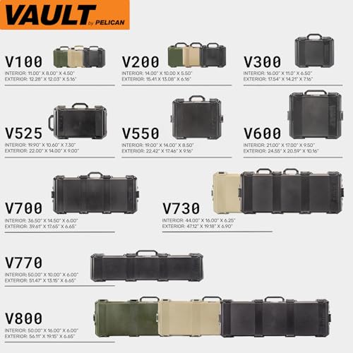 Pelican Vault V730 Multi-Purpose Hard Case with Foam - Tripod, Equipment, Electronics Gear, Instrument, and More (Tan)