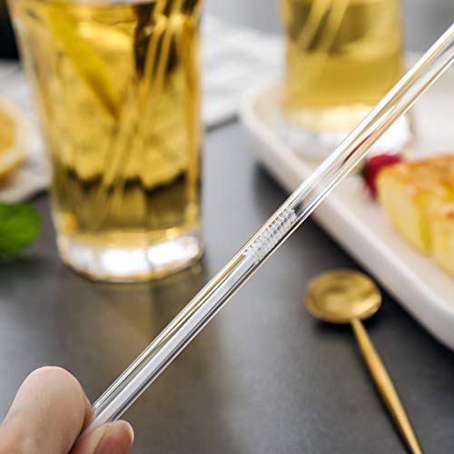 Reusable Glass Straws 8 in 1 set 8.5" Borosilicate Glass Straws Eco Friendly Drinking Straw for Smoothies Cocktails Bar Accessories Straws with Brushes Inside