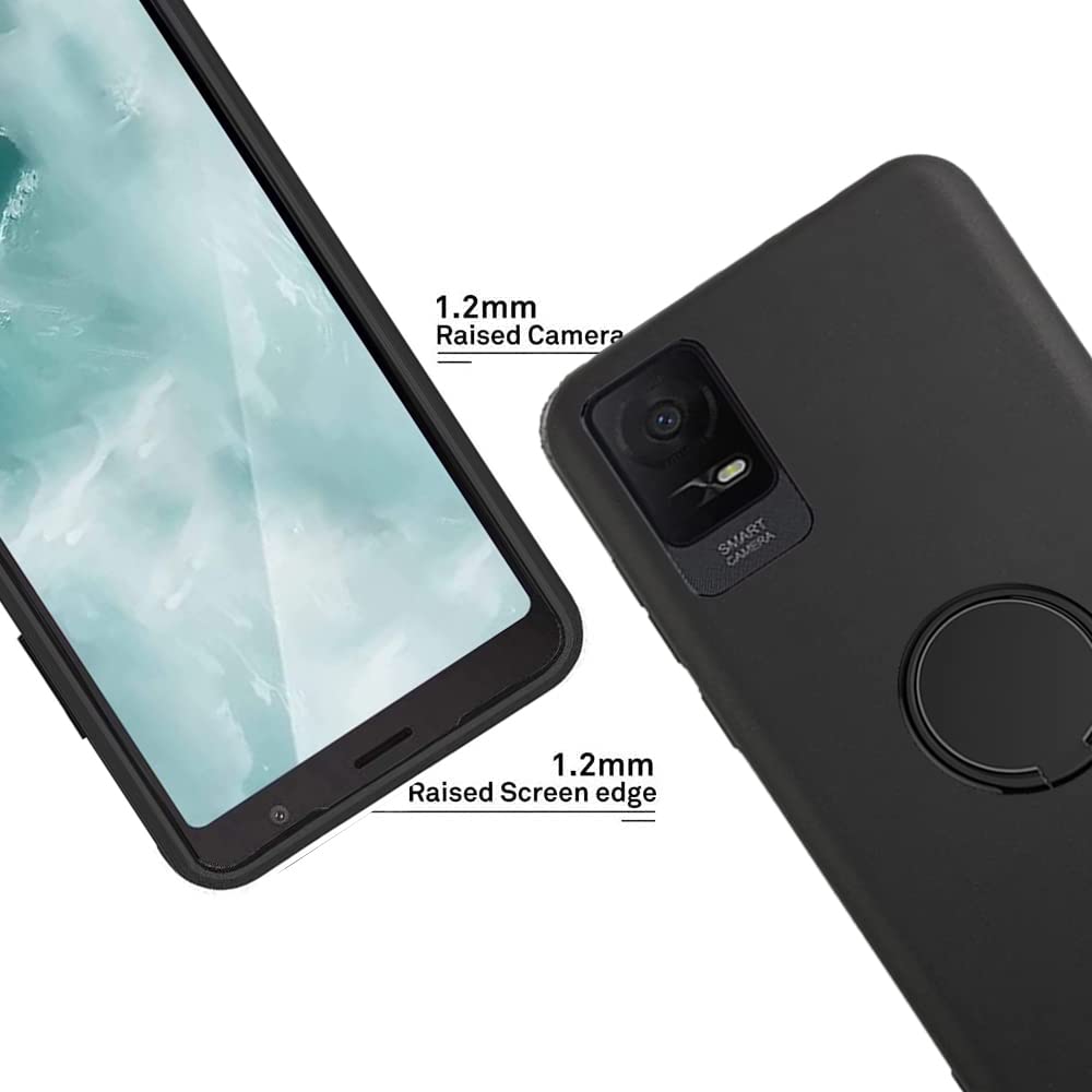LosruGir for TCL ION X Case, Slim Matte Anti-Scratch Shockproof TPU Soft Edge Bumper Flexible 360 ° Magnetic Rotating Bracket Case Cover with Glass Screen Protector, Black