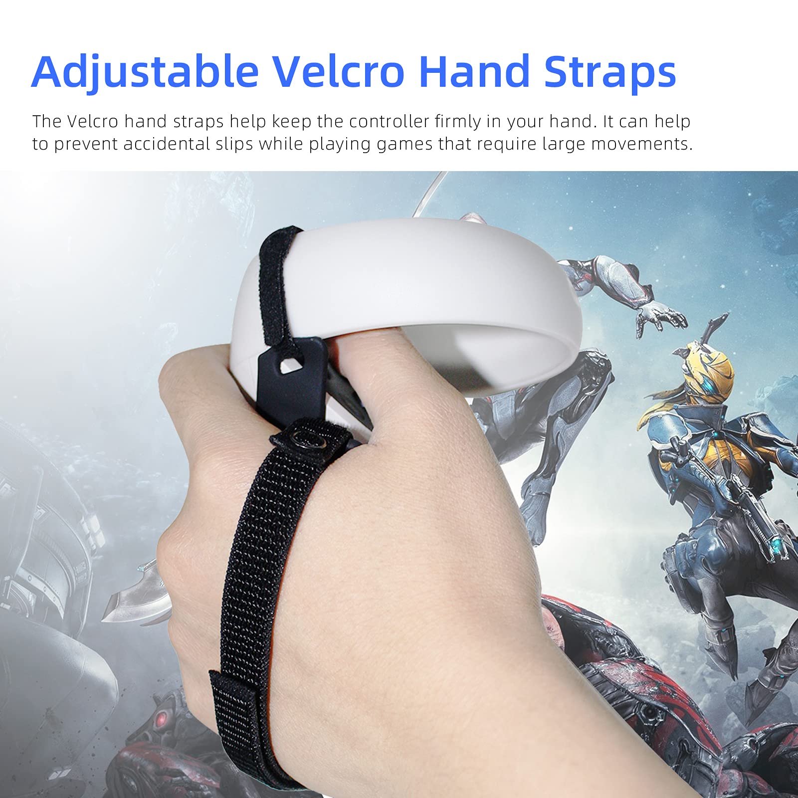 NexiGo Touch Controller Grip Cover with Velcro Knuckle Straps for Oculus Quest 2, Quest 2 Touch Controller Grip Accessories, Anti-Throw Handle Protective Sleeve, Black