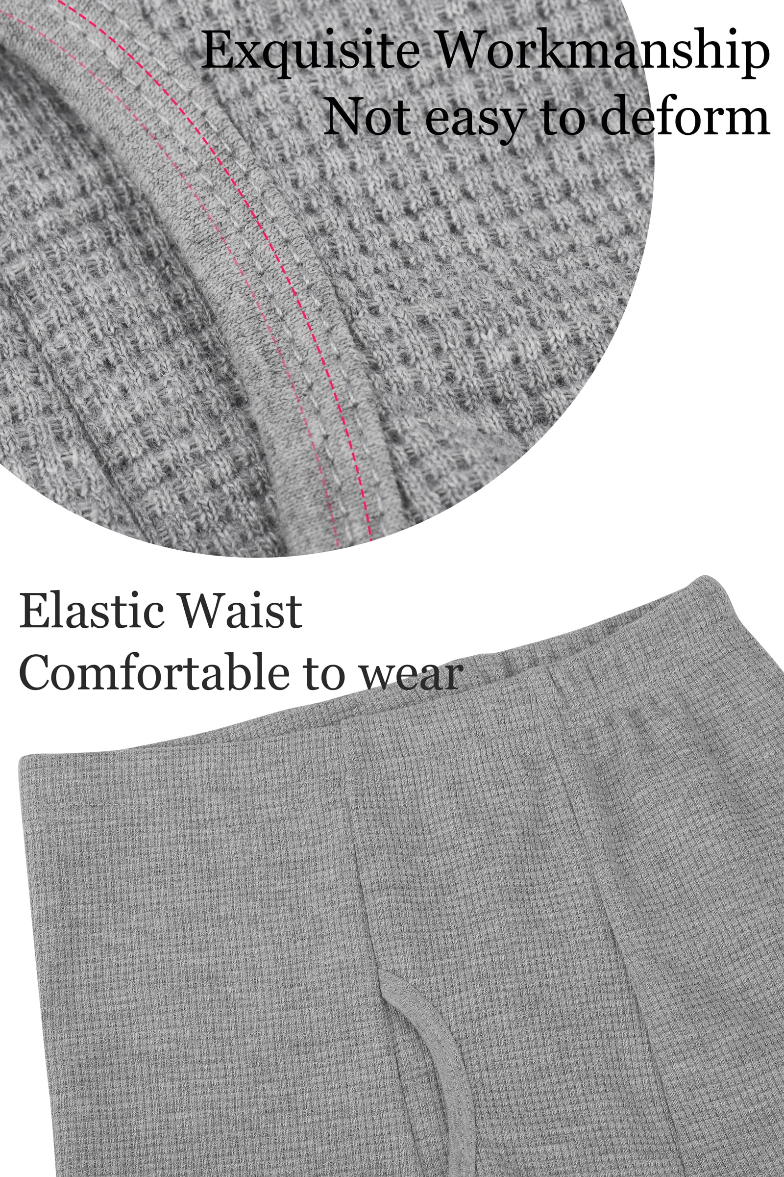 Resinta 3 Pack Boys Thermal Waffle Bottom Underwear Waffle Knit Pants Winter Base Layer Bottoms Pants for Boys