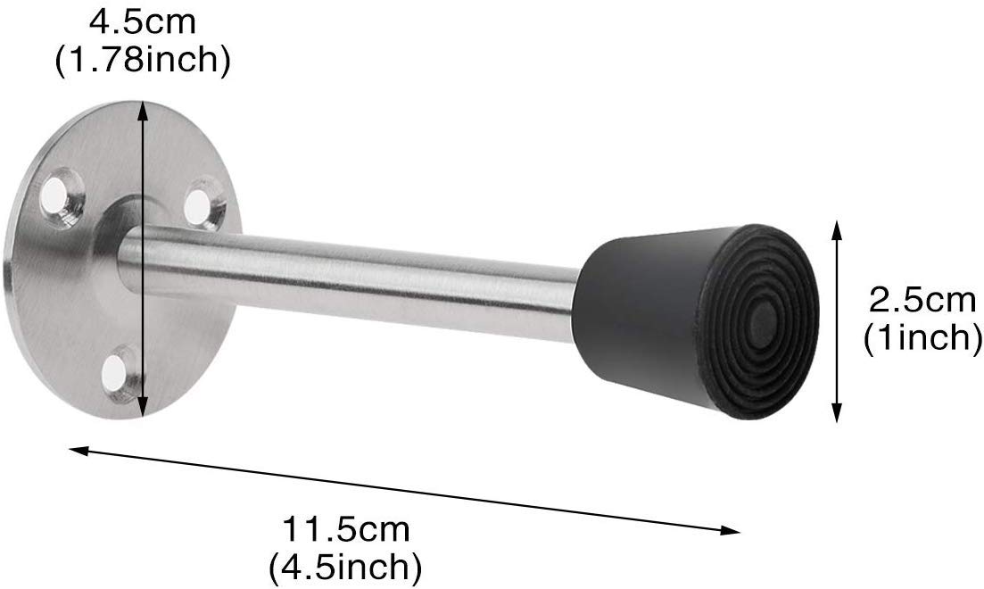 PENCK Door Stop Wall Mount Door Stopper 4.5inch 201 Stainless Steel Doorstop Protective Door and Wall Rubber Tip Design Mute