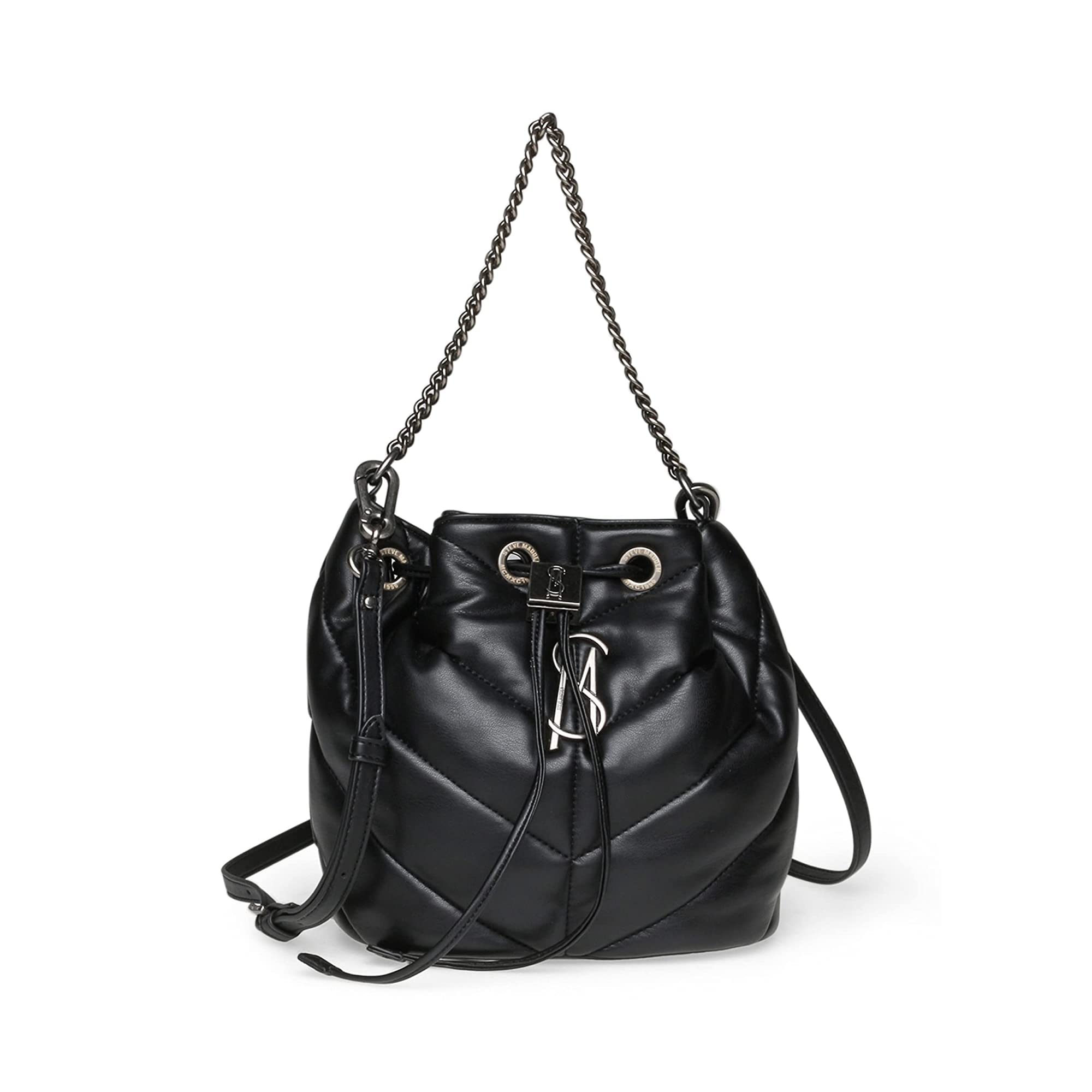 Steve Madden Petra Quilted Bucket Bag, Black