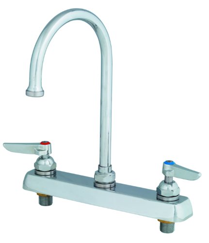 T&S Brass B-1142 Workboard Faucet, Deck Mount, 8-Inch Centers, Swivel Gooseneck, Lever Handles