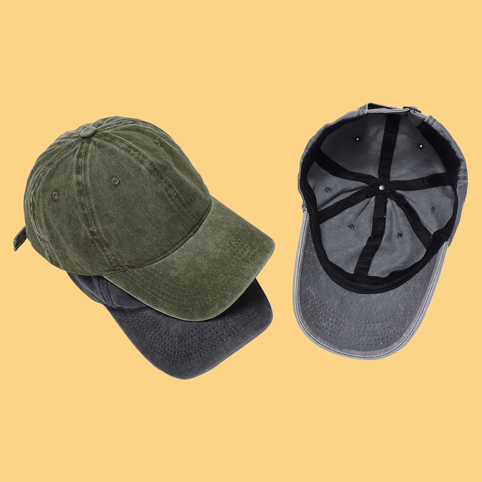 Owmido Solid Color Baseball caps, 6 pcs 3 pcs, 1 pcs, Retro Washed Cotton for Men and Women, Adjustable dad hat