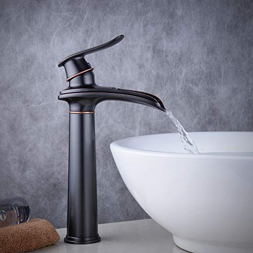 Waterfall Spout Commercial Bathroom Vessel Sink Faucet Single Handle One Hole Deck Mount Oil Rubbed Bronze Lavatory Mixer Tap