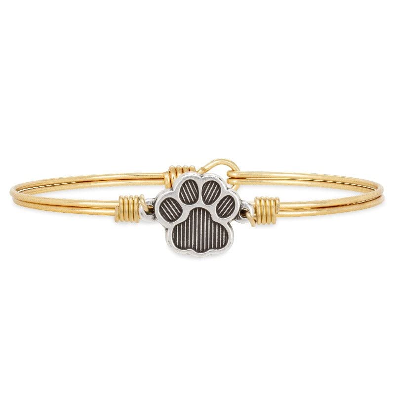 Luca + Danni Paw Print Bangle Bracelet For Women - Brass Tone Size Regular Made in USA