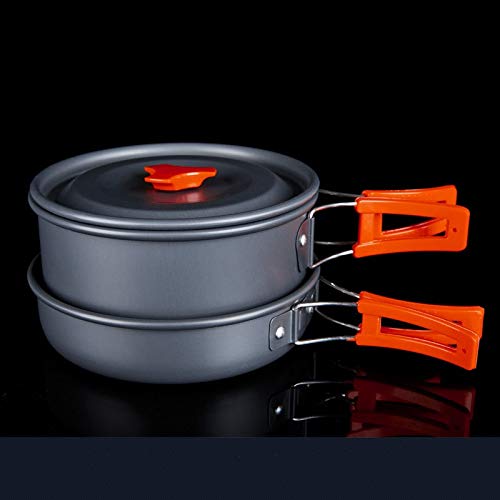 SHZBCDN Three-Piece Suit 2-3 People Outdoor Camping Portable Cooking Cookware Sets Frying Pan 1.1L Kettle 2.0L Pot