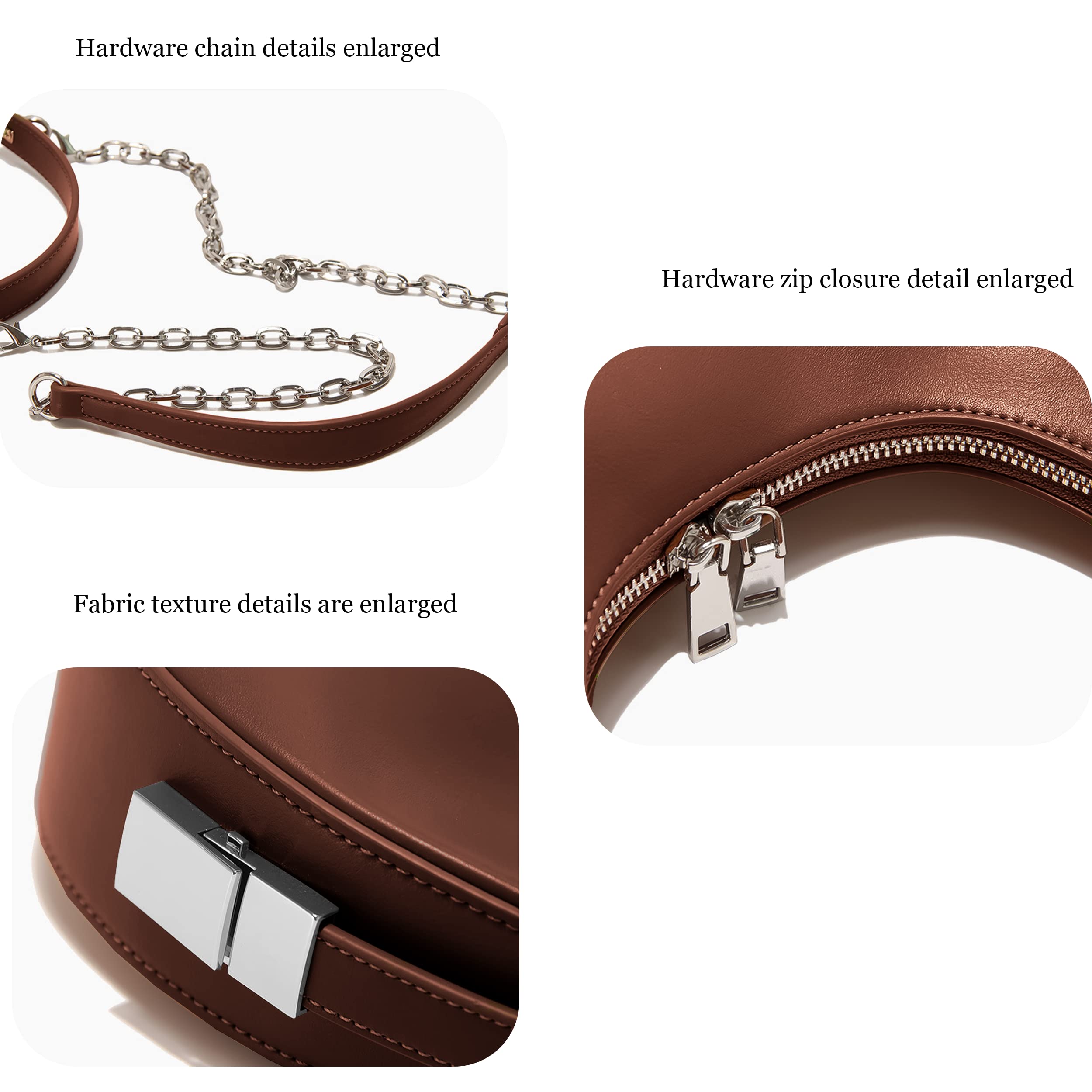 Shoulder Bag Crescent Handbag, Leather Armpit Bag, Shoulder Bag For Women Vintage Bag, Business Bag Leisure Bag (Khaki)