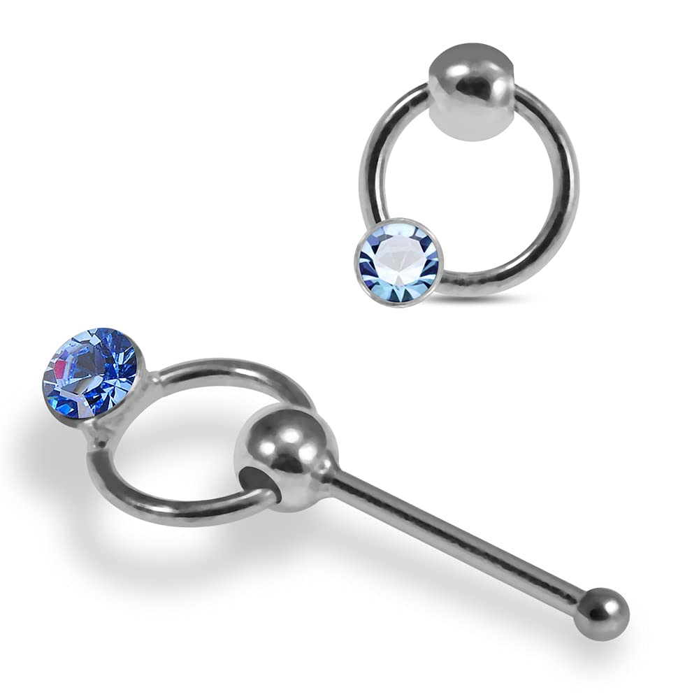 Lavender Gem Moving on Ring Sterling Silver Ball End Nose pin Body jewelry