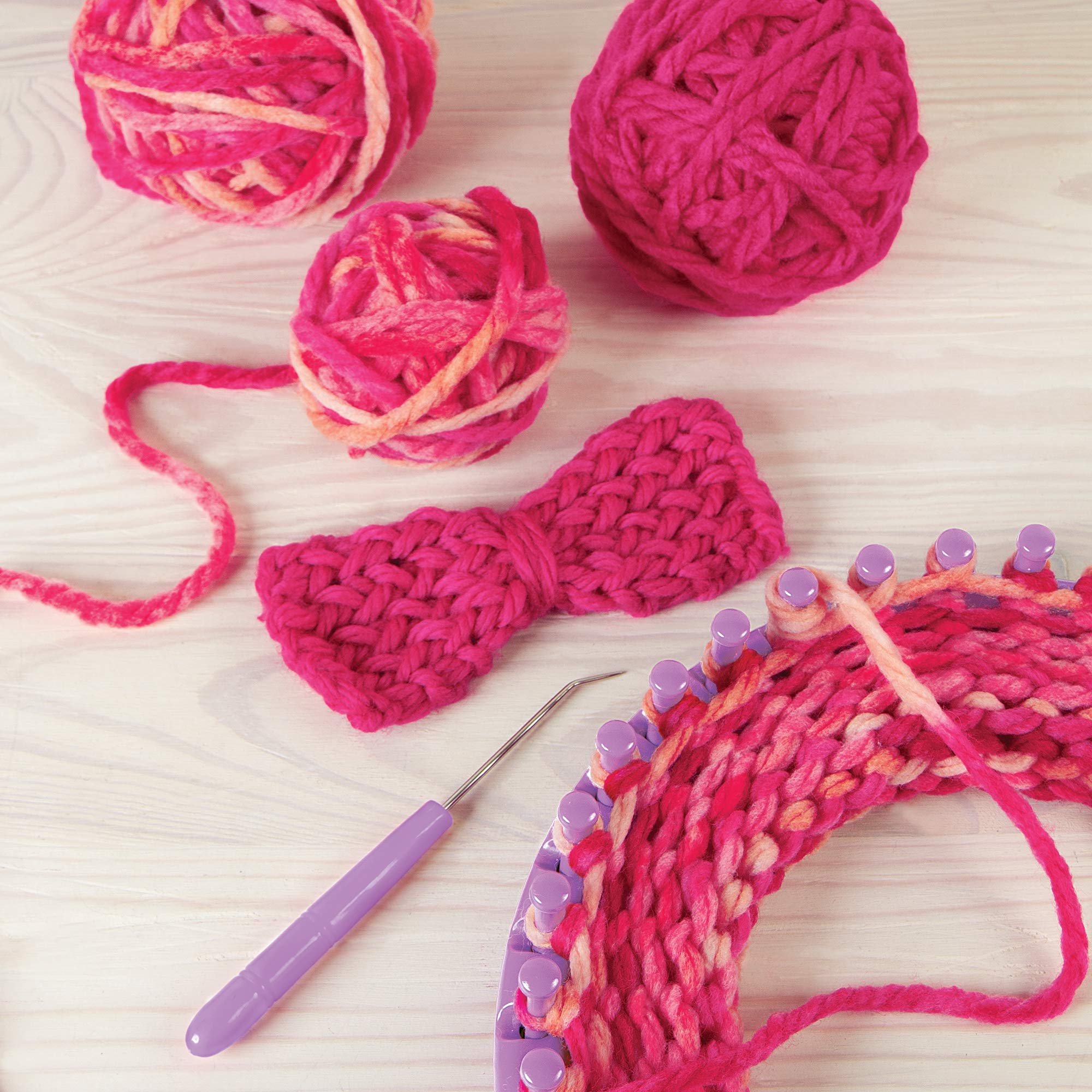 Make It Real - Beanie and Infinity Scarf Knitting Kit - Kids Crochet Kit for Beginners - Includes Loom, Crochet Hook, Plastic Yarn Needle - DIY Arts and Craft Kit Guides Kids to Crochet Beanie & Scarf