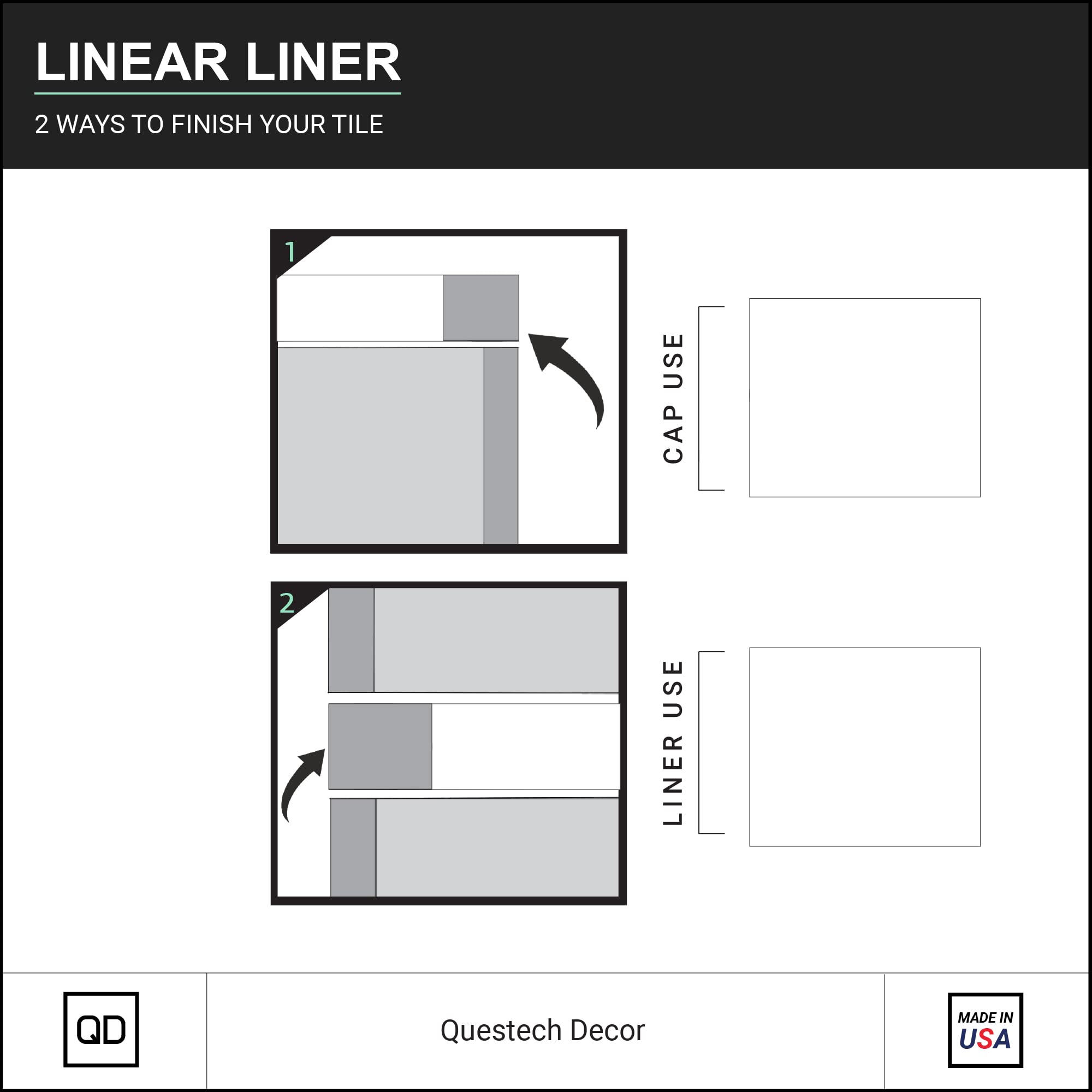 Questech Décor Tile Trim, 1/2 x 12 Inch Linear Flat Pencil Tile Edge Trim Cap, Decorative Shower Tile Liner, Kitchen Tile Border Backsplash Trim, Bronze Finish, 6 Pack
